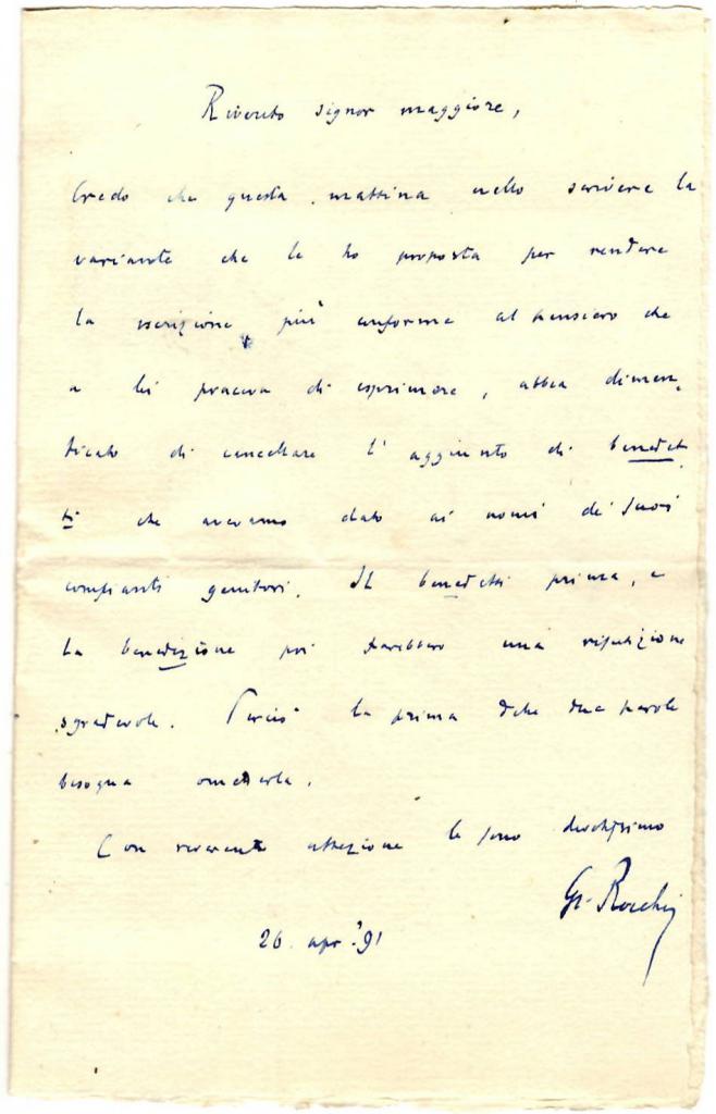 Autografo di Luigi Rocchi detto Gino Storico e Collega di Carducci ...