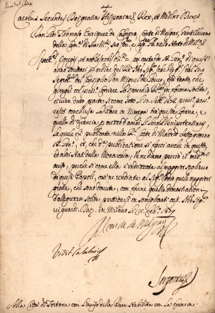 Autografo di Thomas Enriquez de Cabrera Pace di Nimega | Galileum Autografi